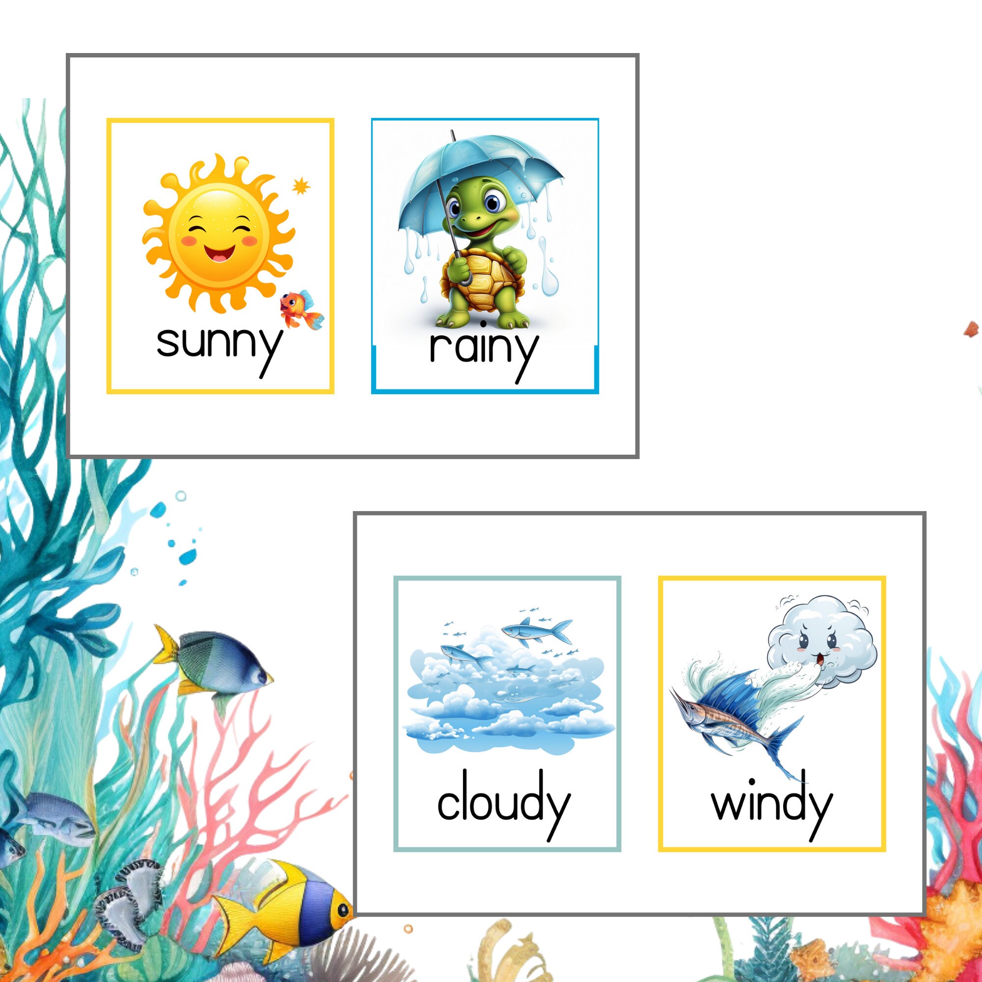 Under the Sea Classroom Theme Kids Weather Chart Printable - All ...