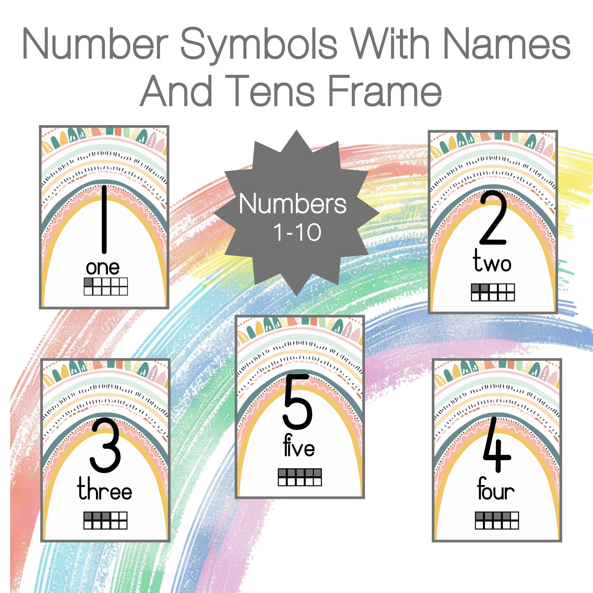 Boho Rainbow Themed Classroom | Number Flashcards | Number Posters ...