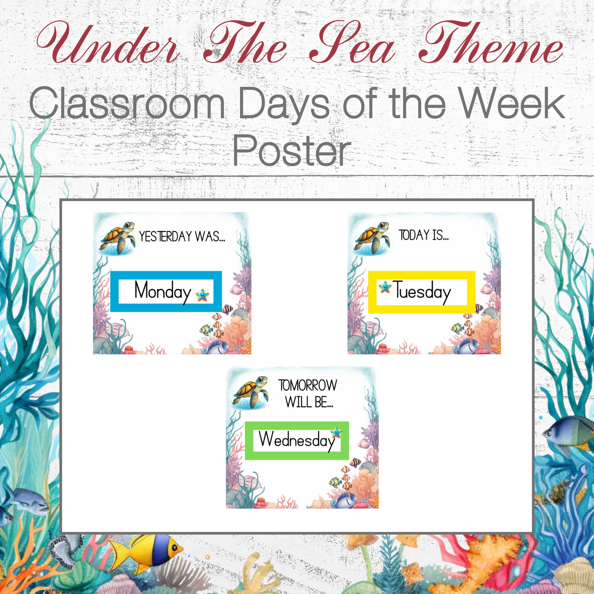 Under the Sea Classroom Theme Days of the Week Poster Printable ...