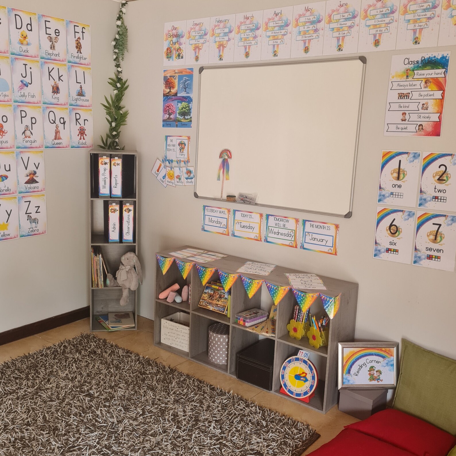 Rainbow Themed Classroom Alphabet Flashcards PDF Printable - Alphabet ...