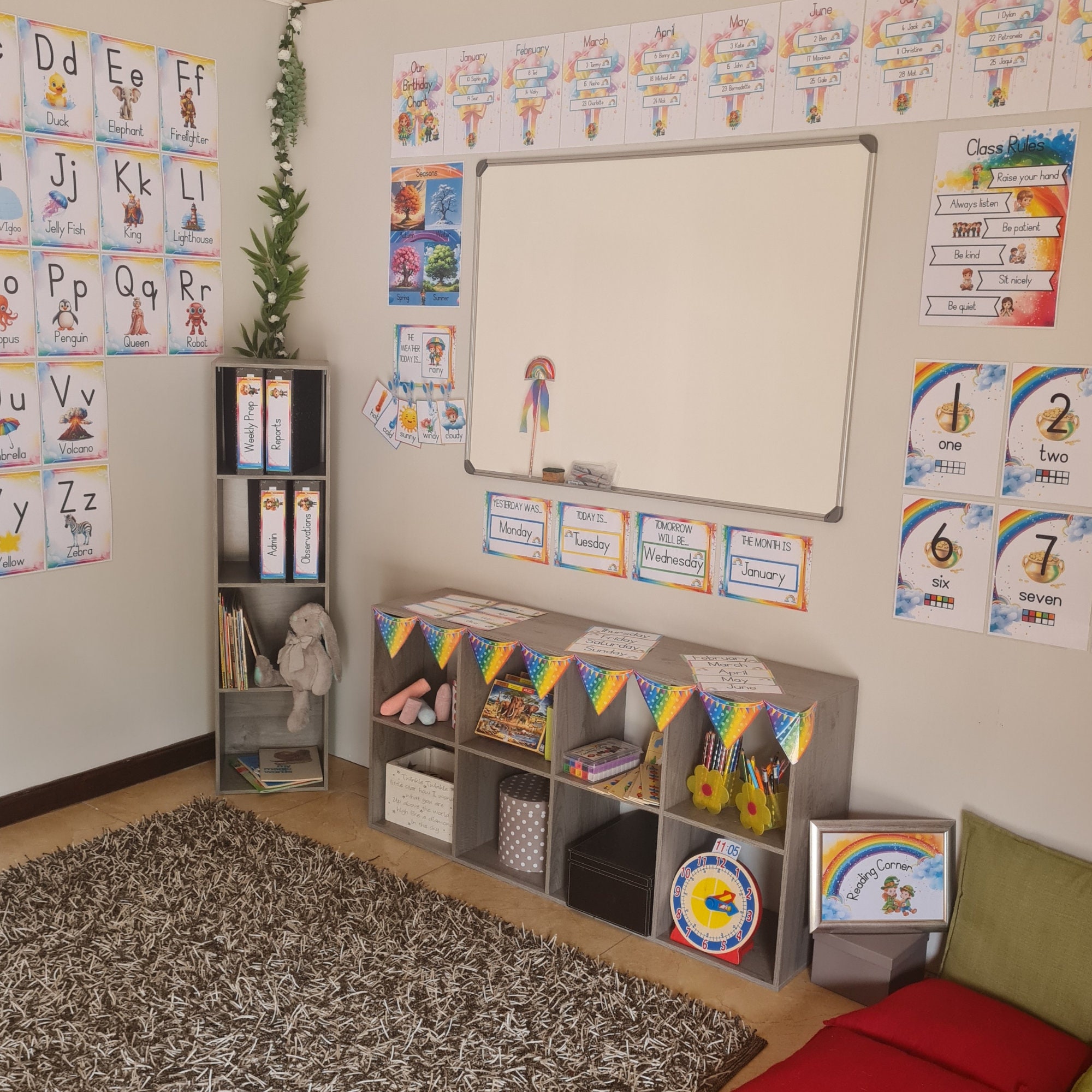 Rainbow Themed Classroom Alphabet Flashcards PDF Printable - Alphabet ...