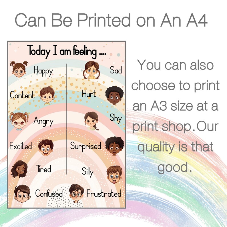 BOHO RAINBOW Affirmation Station and Feelings Chart | Positive ...