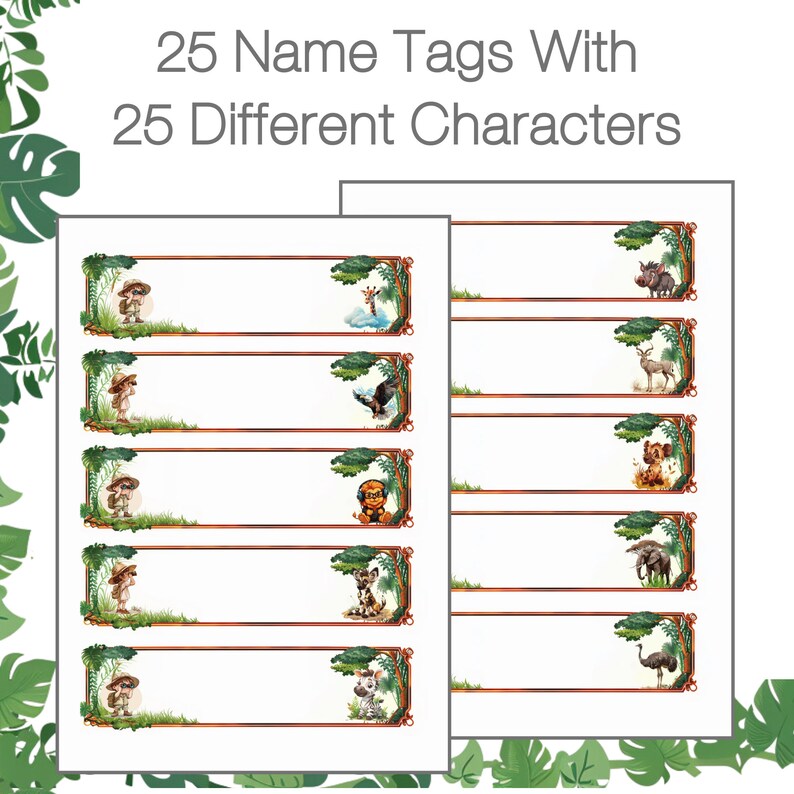 Safari Theme Classroom Name Tags Printable - Name Tags for Kindergarten ...