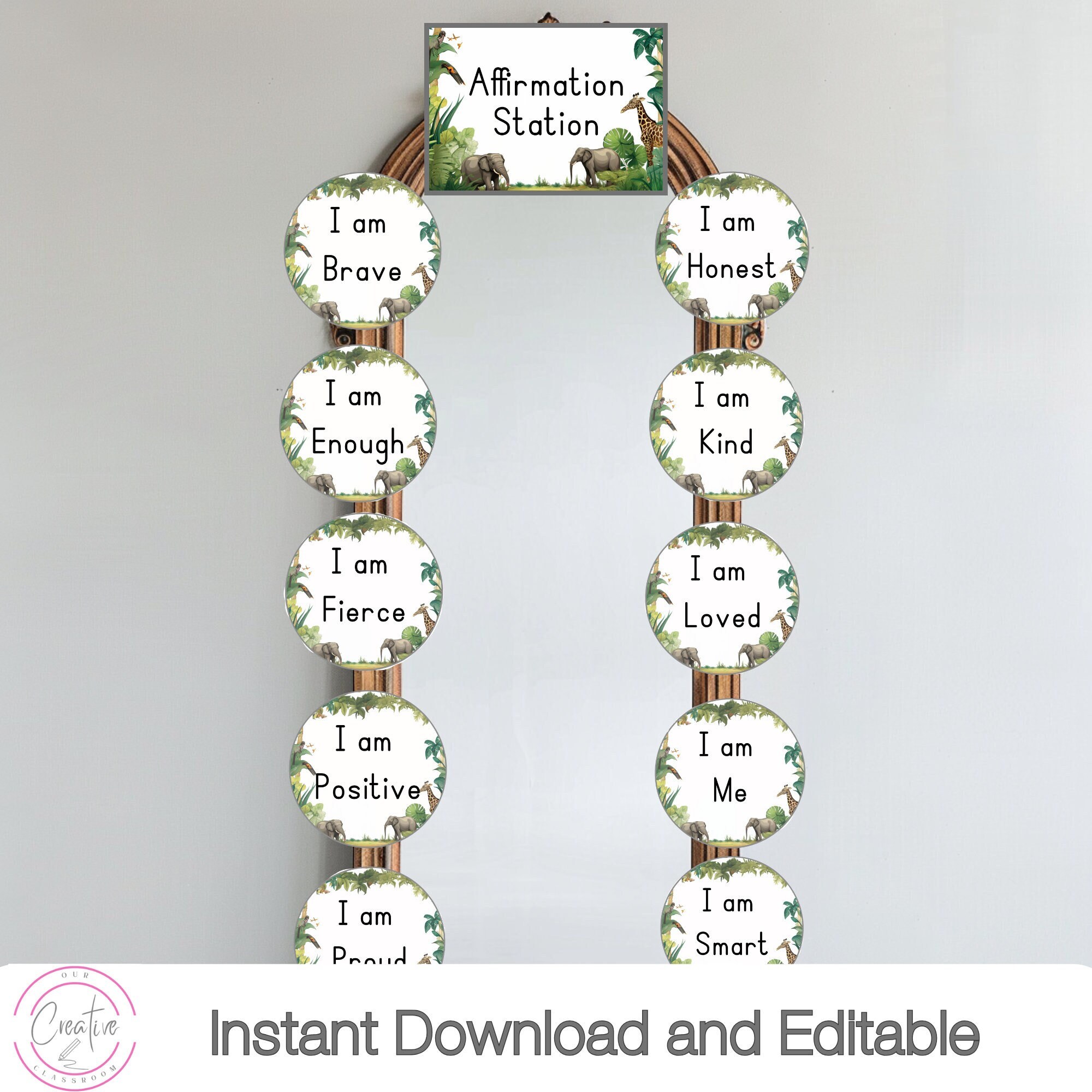 Jungle Classroom Affirmation Station and Feelings Chart for Kids ...