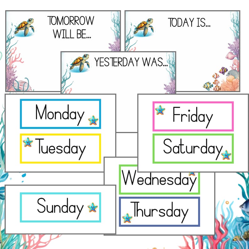 Under the Sea Classroom Theme Days of the Week Poster Printable ...