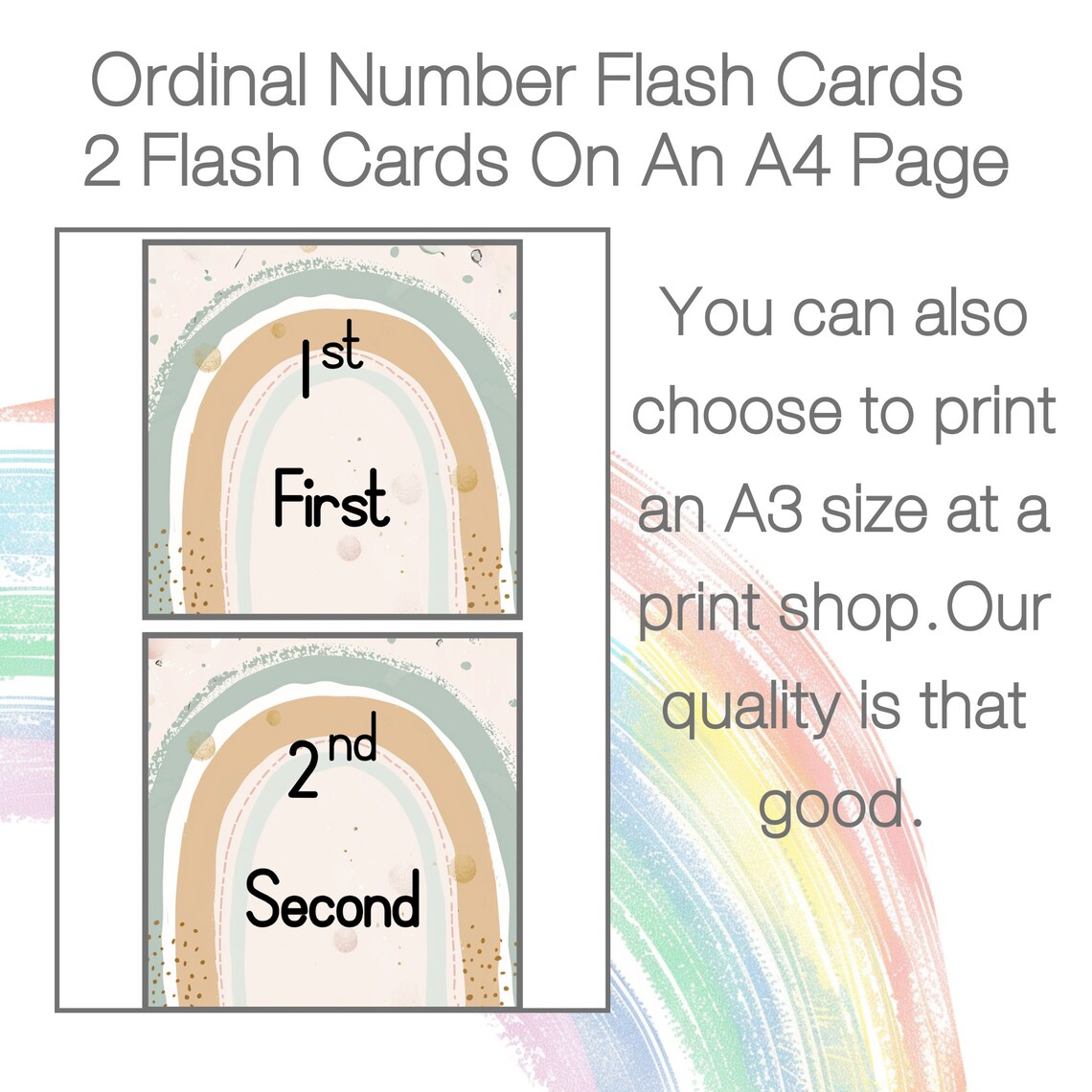 Boho Rainbow Theme Classroom| Ordinal Numbers Poster | Editable ...