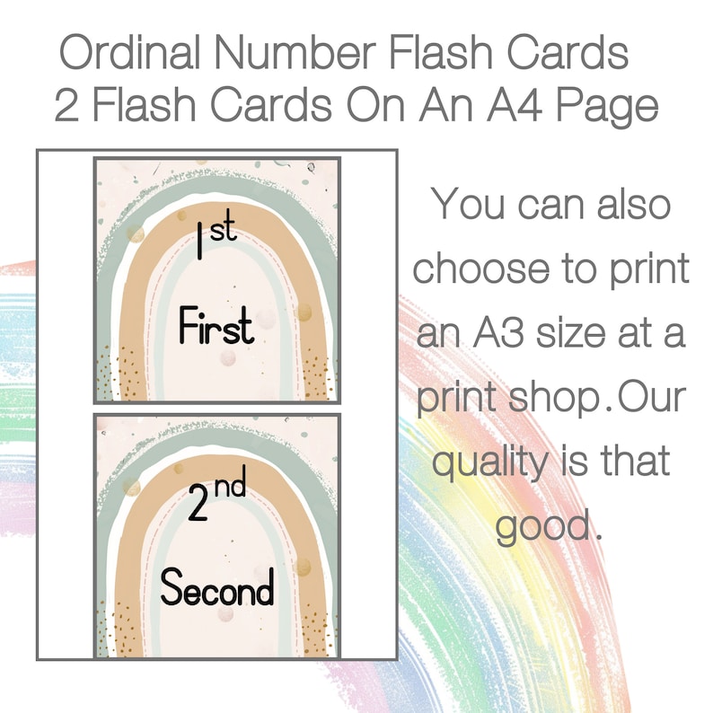 Boho Rainbow Theme Classroom| Ordinal Numbers Poster | Editable ...