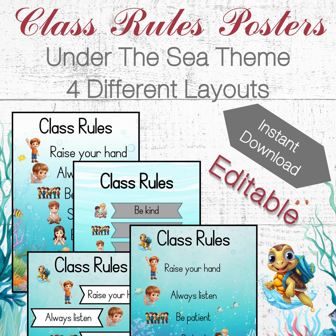 Under the Sea Classroom Theme Classroom Rules Posters Printable Class ...
