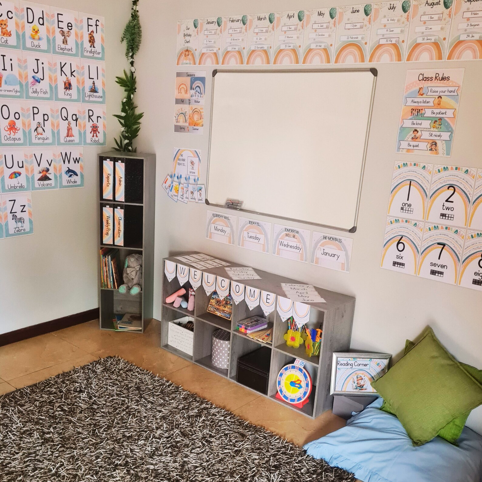 BOHO RAINBOW Classroom Rules Posters Editable Pastel Rainbow Classroom ...