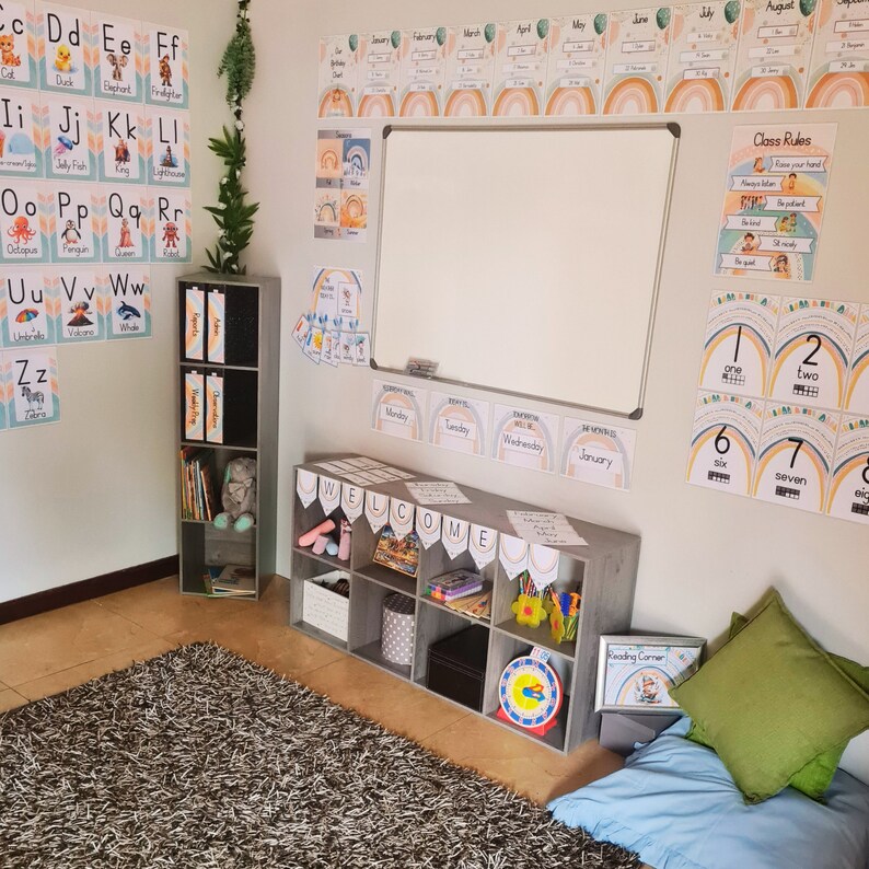 BOHO RAINBOW Classroom Rules Posters | Editable | Pastel Rainbow ...