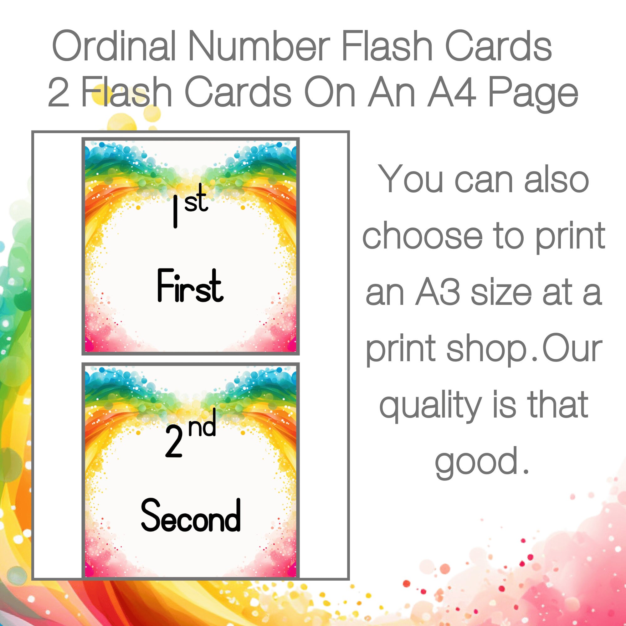 Rainbow-themed Classroom| Ordinal Numbers Poster | Editable Flashcards ...