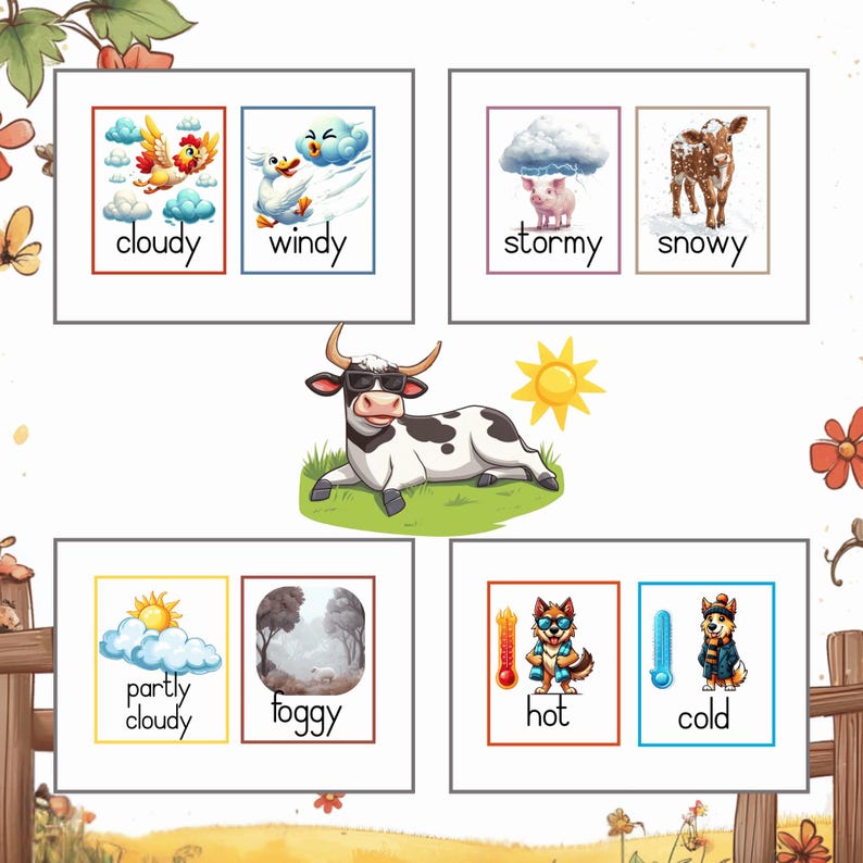 Farm Theme Classroom Kids Weather Chart Printable - All Seasons Posters ...