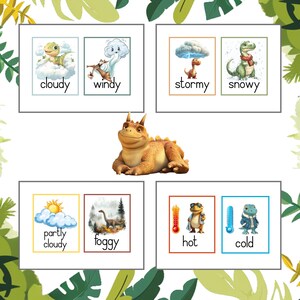 Dinosaur-themed Classroom Kids Weather Chart Printable - All Seasons ...