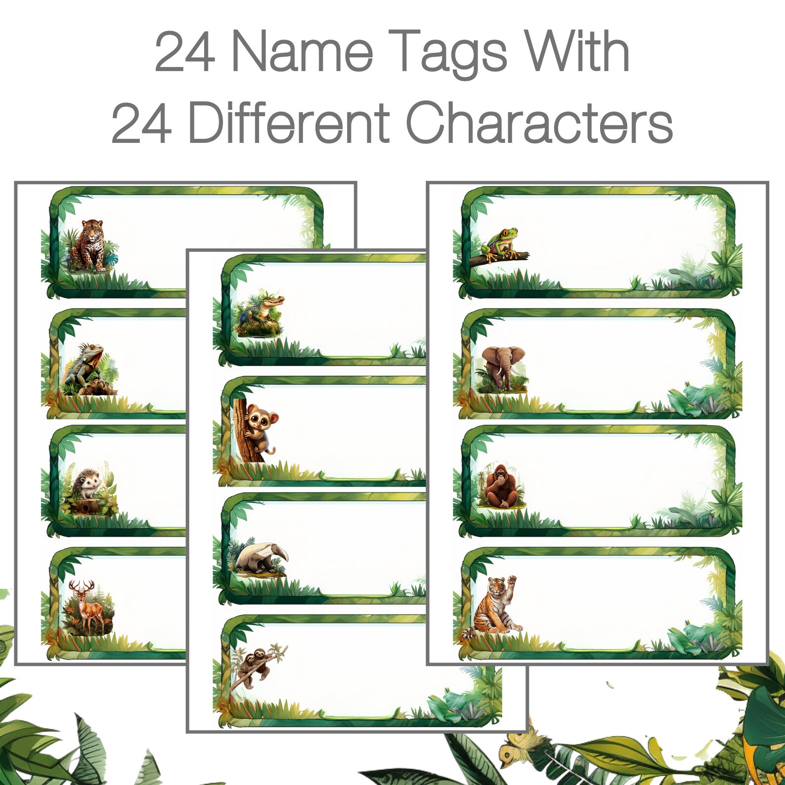 Jungle Theme Classroom Name Tags Printable - Name Tags for Kindergarten ...
