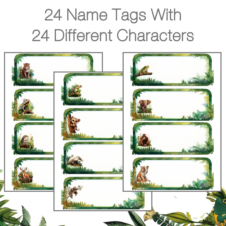 Jungle Theme Classroom Name Tags Printable - Name Tags for Kindergarten ...
