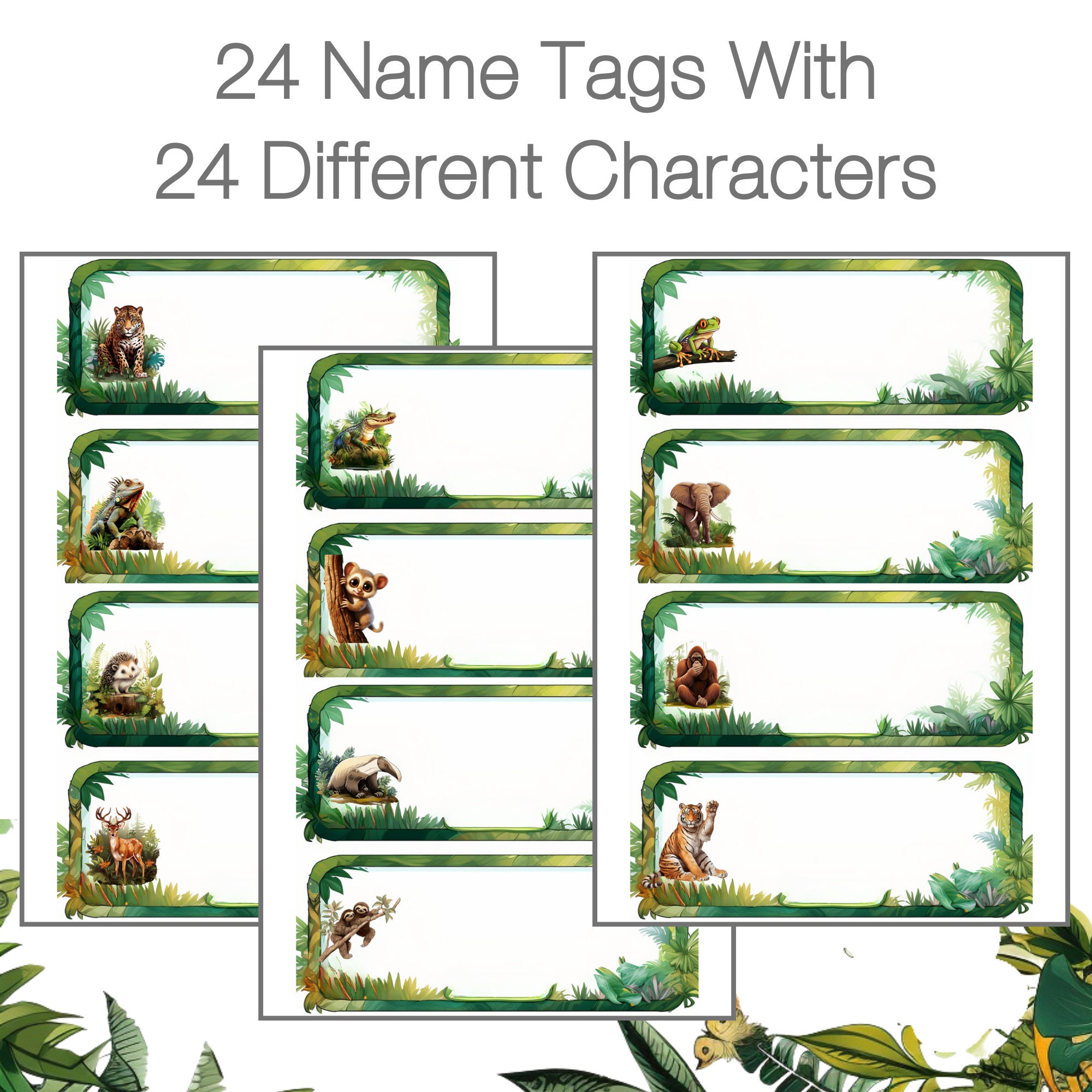 Jungle Theme Classroom Name Tags Printable - Name Tags for Kindergarten ...