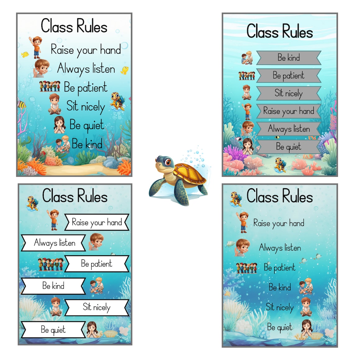 Under the Sea Classroom Theme - Classroom Rules Posters Printable ...