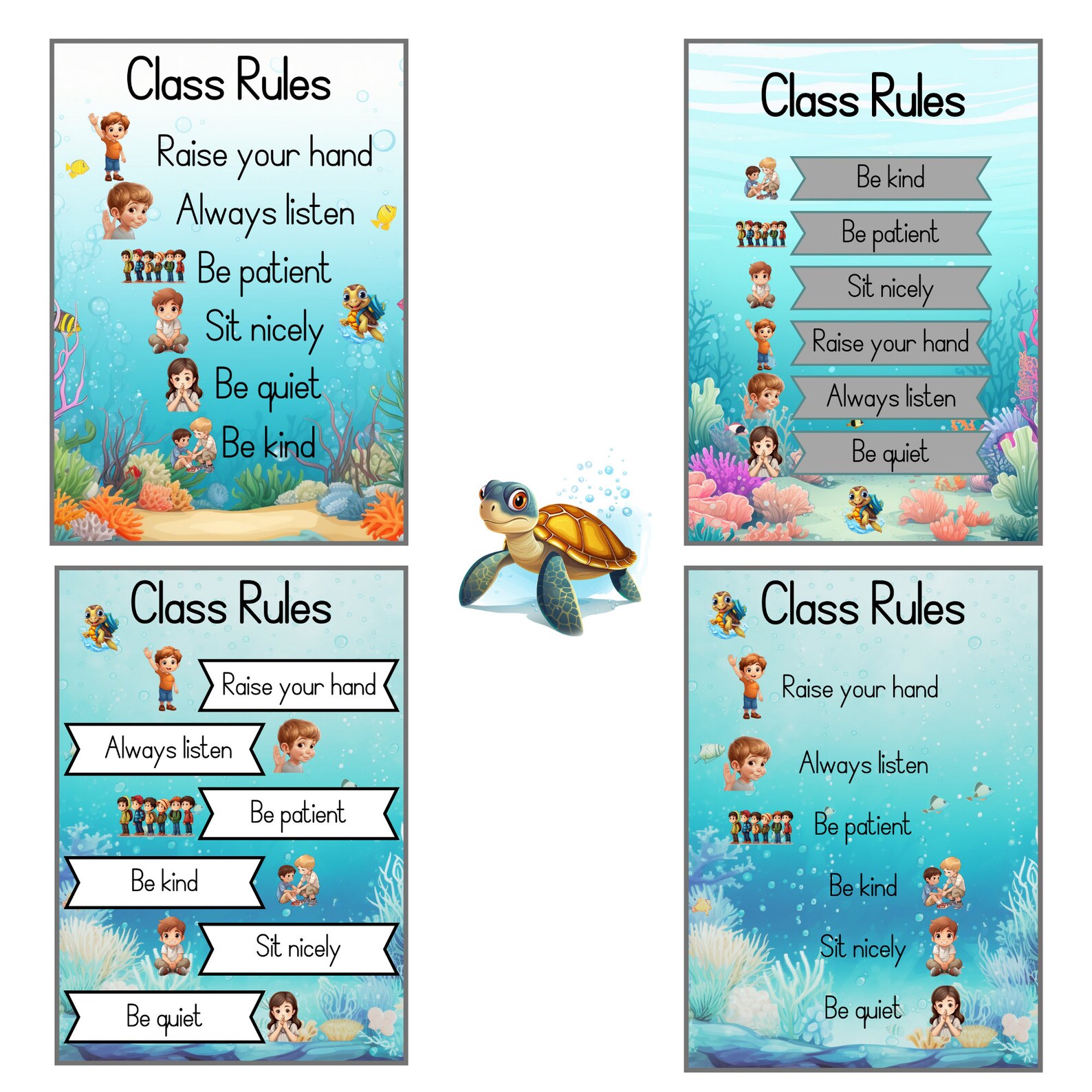 Under the Sea Classroom Theme - Classroom Rules Posters Printable ...