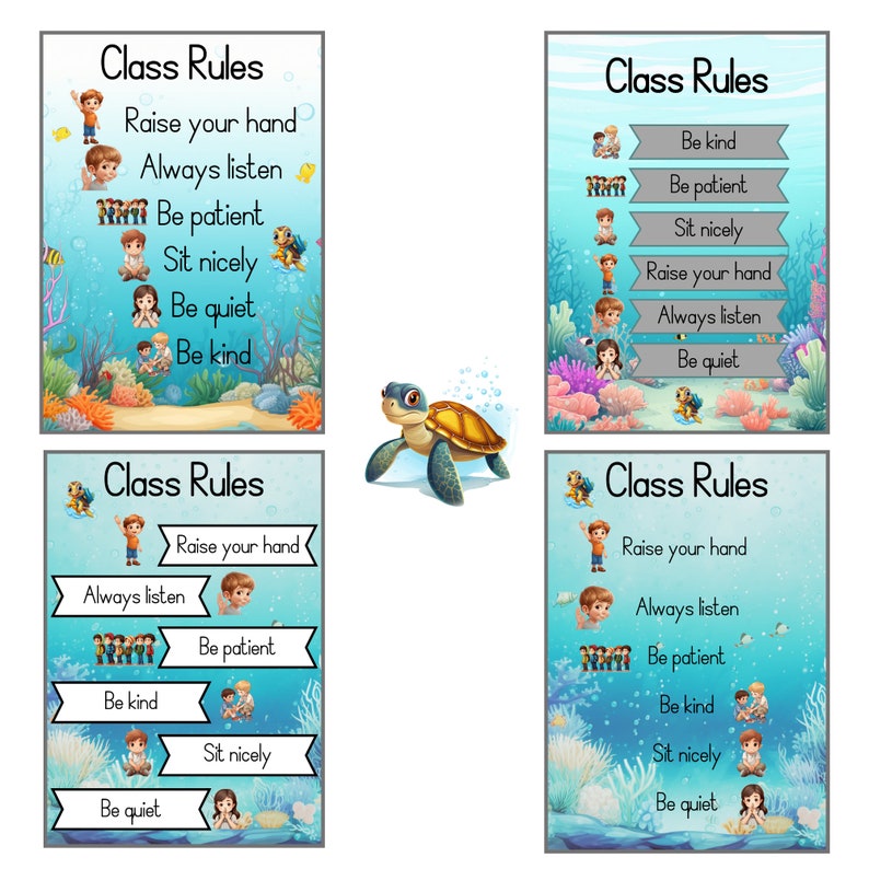 Under the Sea Classroom Theme - Classroom Rules Posters Printable ...