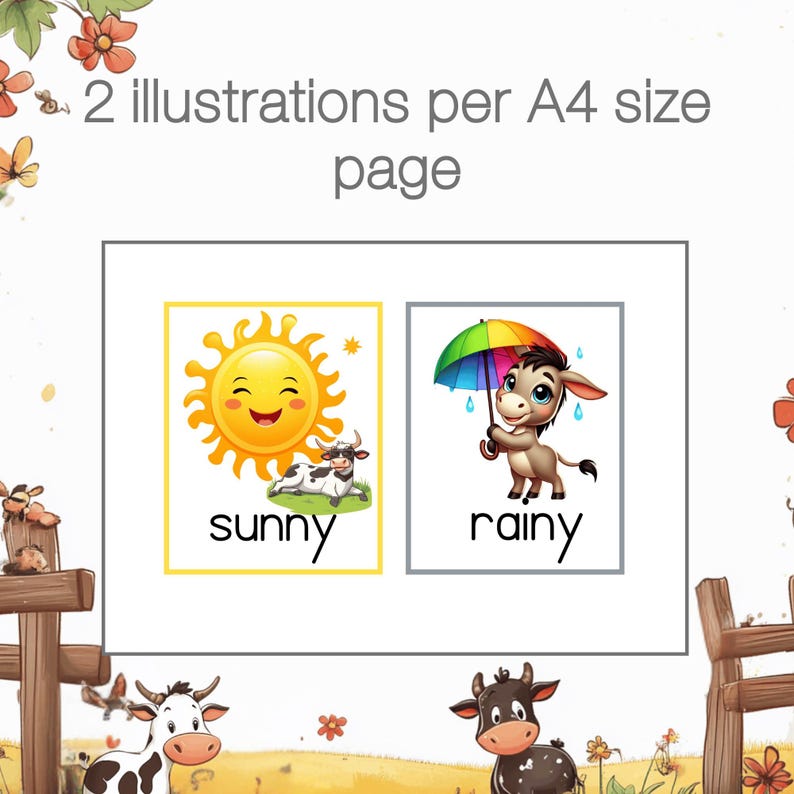 Farm Theme Classroom Kids Weather Chart Printable - All Seasons Posters ...