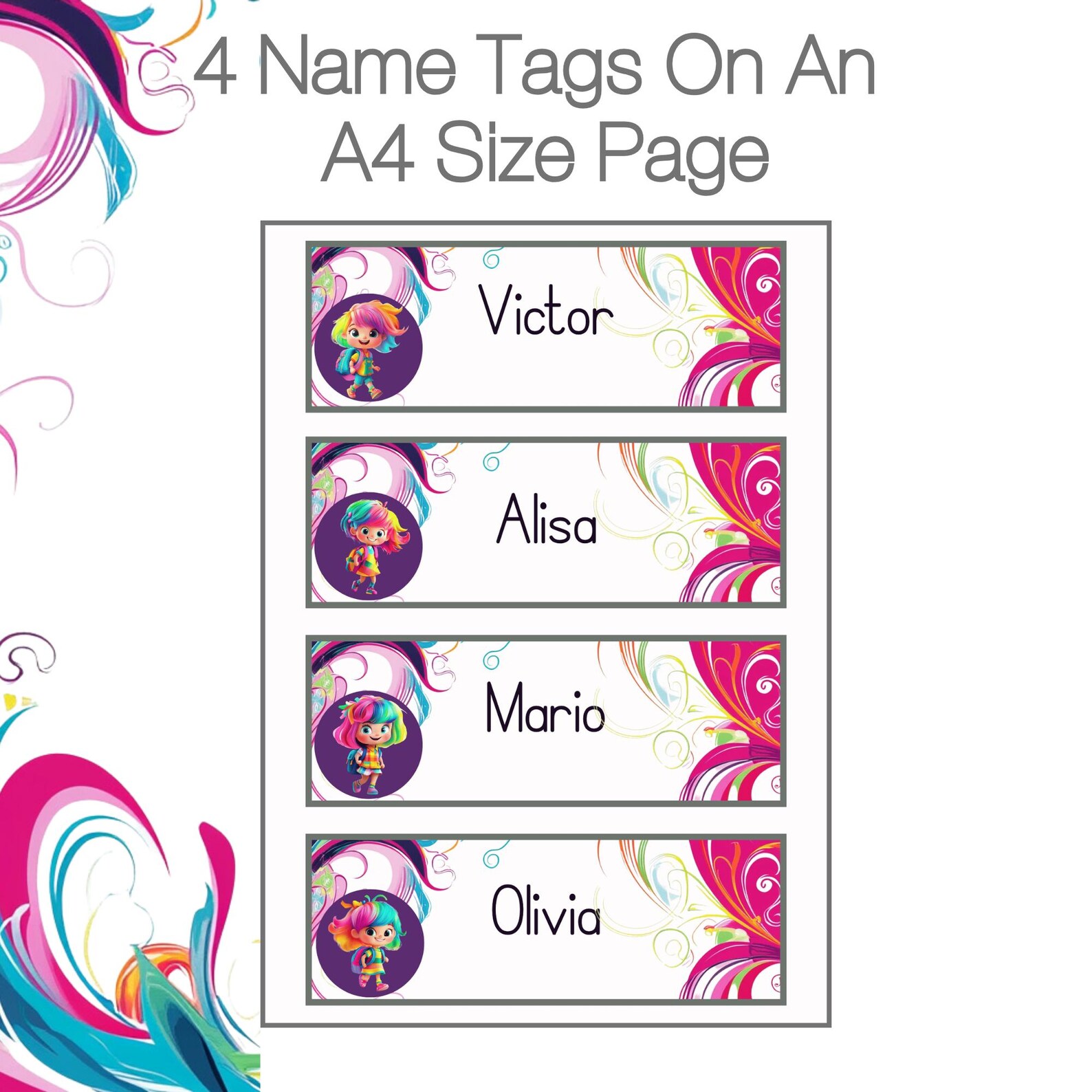 Colorful Classroom Theme Name Tags Printable - Name Tags for Little ...