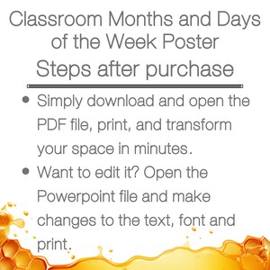 Bee Themed Classroom Days of the Week Poster Printable & Months of the ...