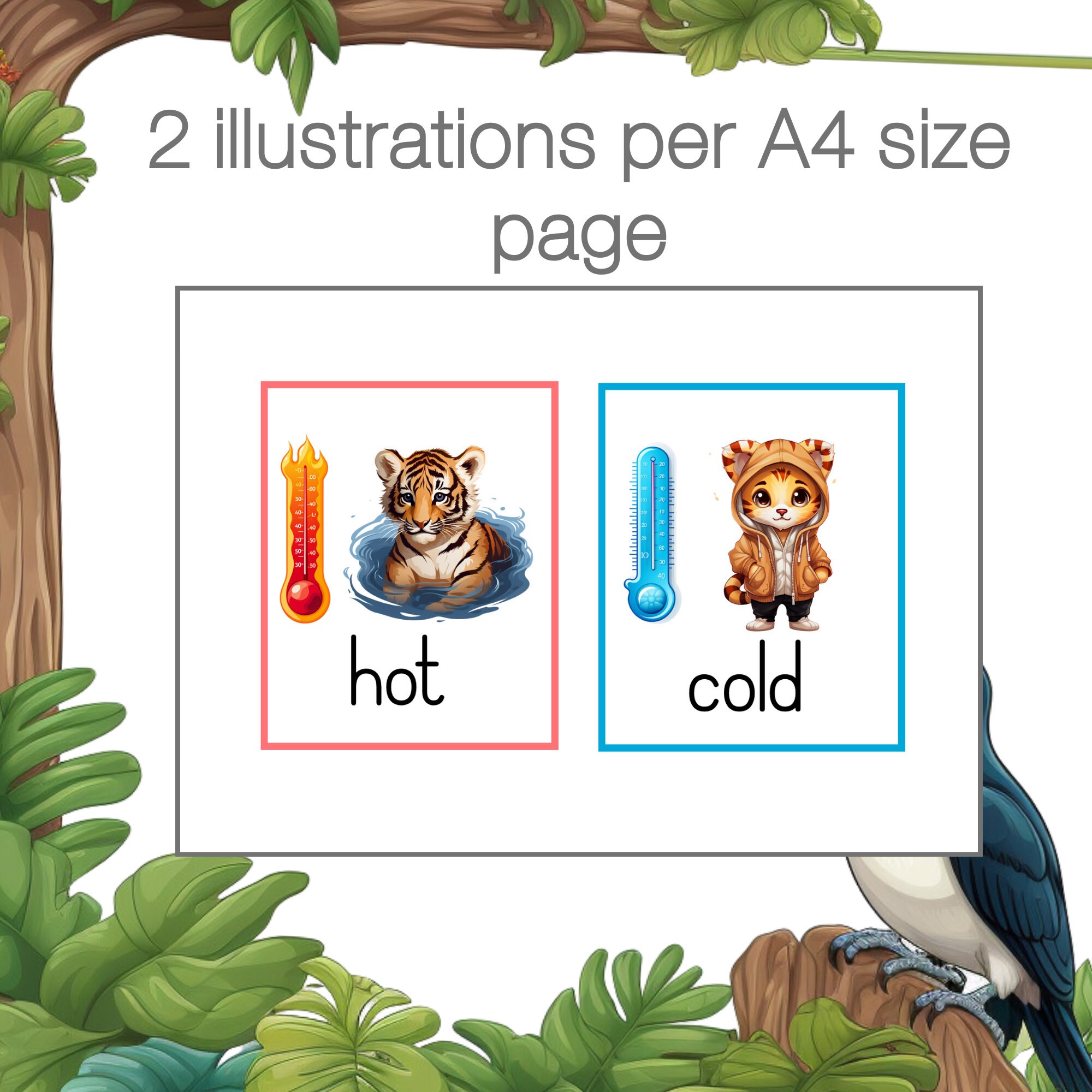 Jungle Theme Classroom Kids Weather Chart Printable - All Seasons ...