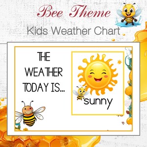 Bee Themed Classroom Kids Weather Chart Printable All Seasons Posters ...