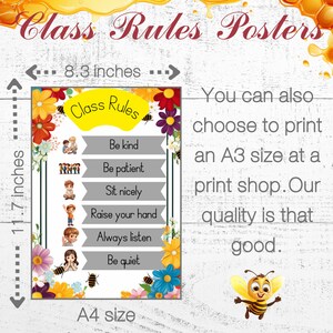 Bee Themed Classroom Rules Posters Printable Class Rules for ...