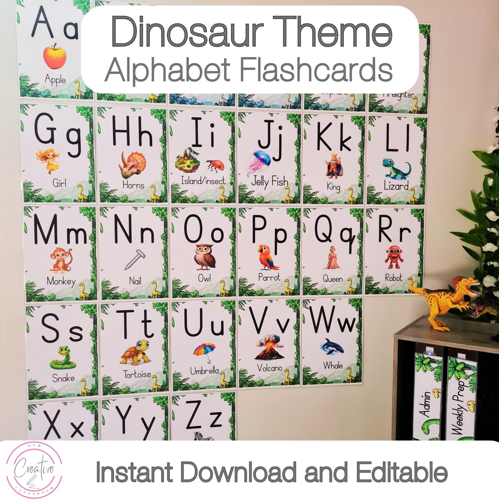 Editable Dinosaur-themed Alphabet Posters | Classroom Decor | Phonics ...