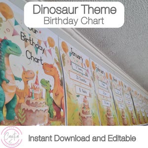 Dinosaur-themed Classroom Birthday Chart Ideas Printable - Birthday ...