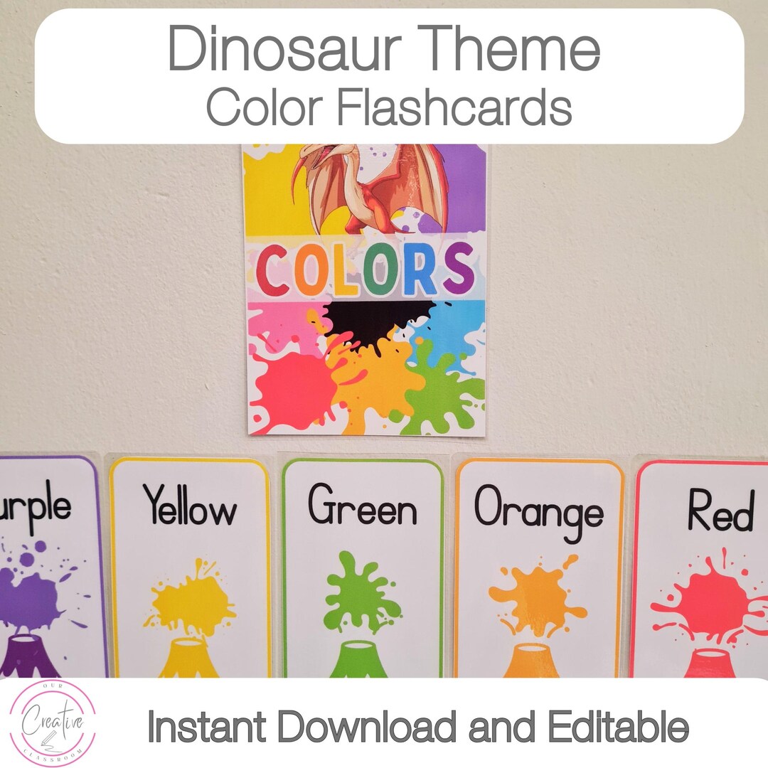 Dinosaur Classroom Theme | Color Flashcards | Color Recognition ...