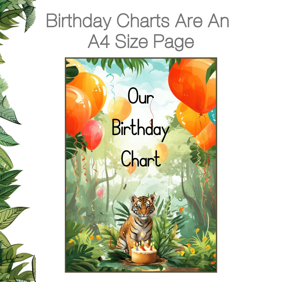 Jungle Theme Classroom Birthday Chart Ideas Printable Birthday Charts ...