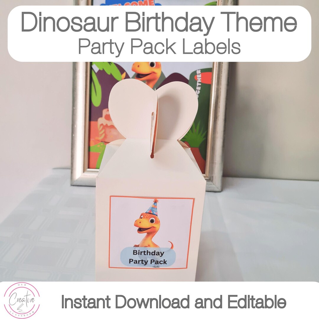 Dinosaur Birthday-themed Party Favor Labels | Customizable Labels | 3 ...