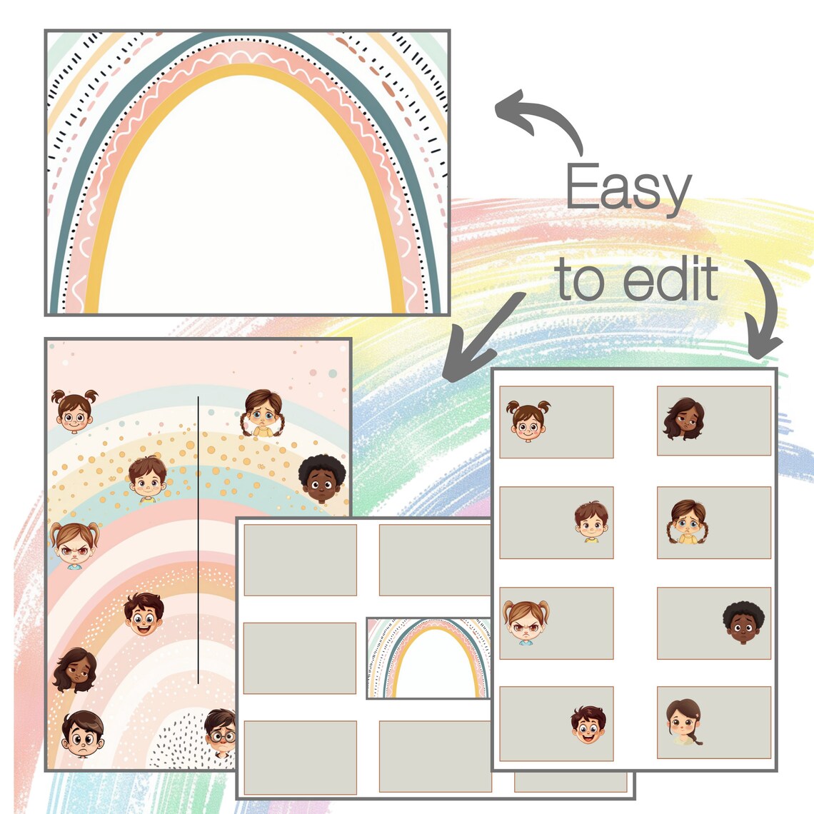 BOHO RAINBOW Affirmation Station and Feelings Chart Positive ...