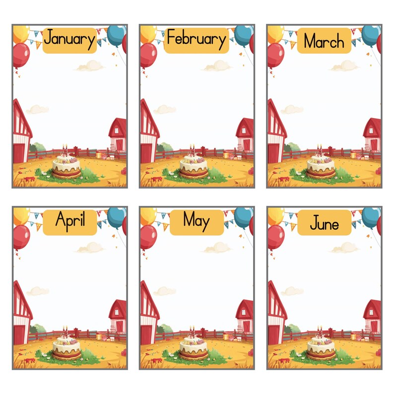 Farm Theme Classroom | Birthday Chart Ideas Printable | Birthday Charts ...