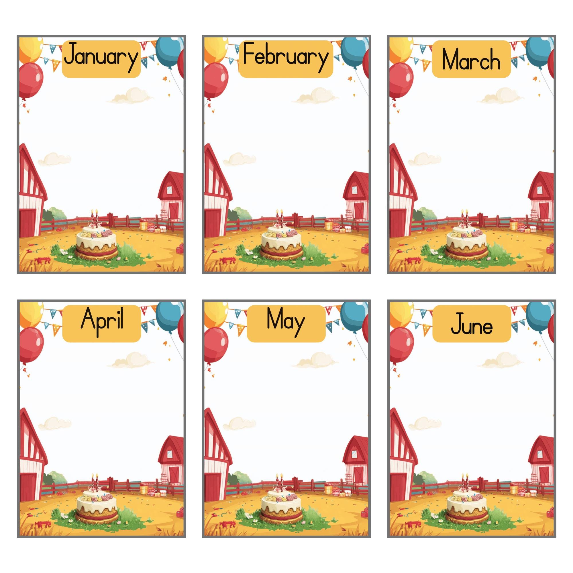 Farm Theme Classroom | Birthday Chart Ideas Printable | Birthday Charts ...