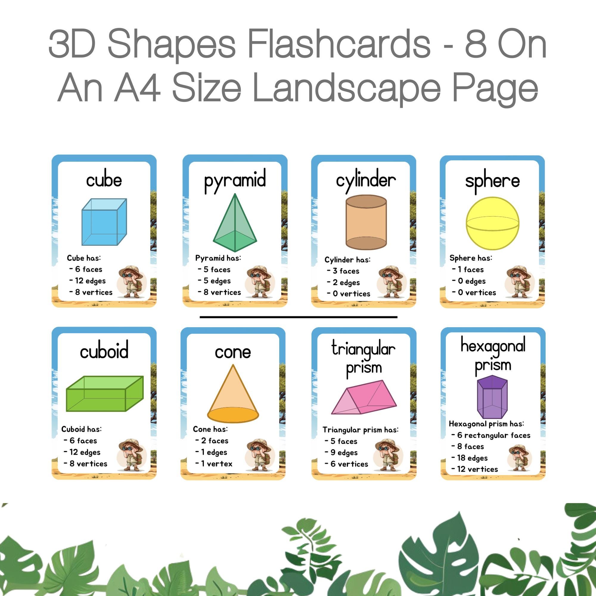Safari Classroom Theme | 3D Shapes | Math Shape Posters | Printable 3D ...