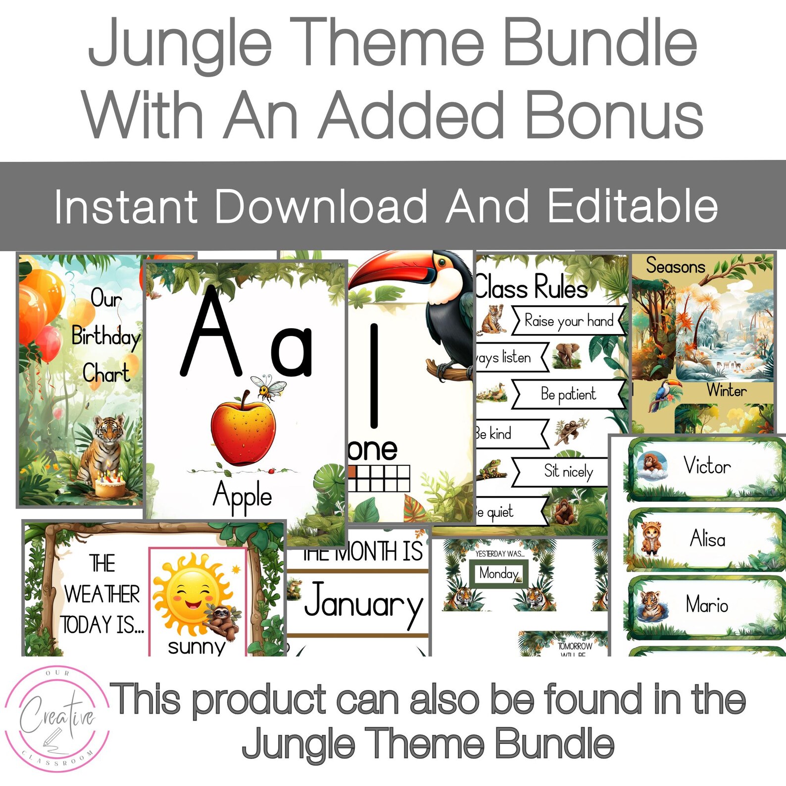 Jungle Classroom Theme | 3D Shapes | Math Shape Posters | Printable 3D ...
