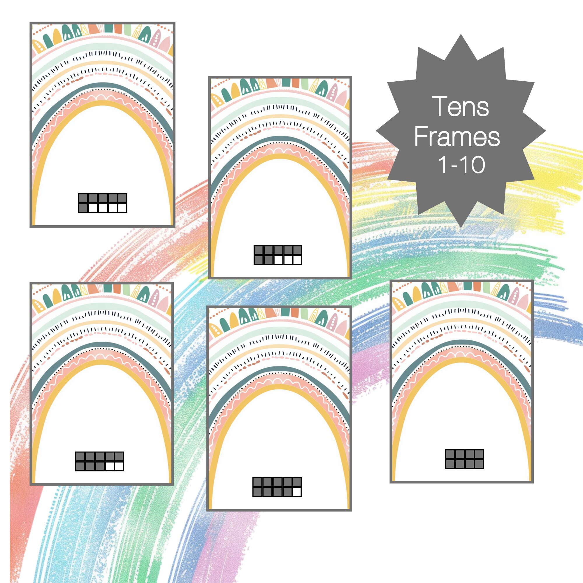 Boho Rainbow Themed Classroom | Number Flashcards | Number Posters ...