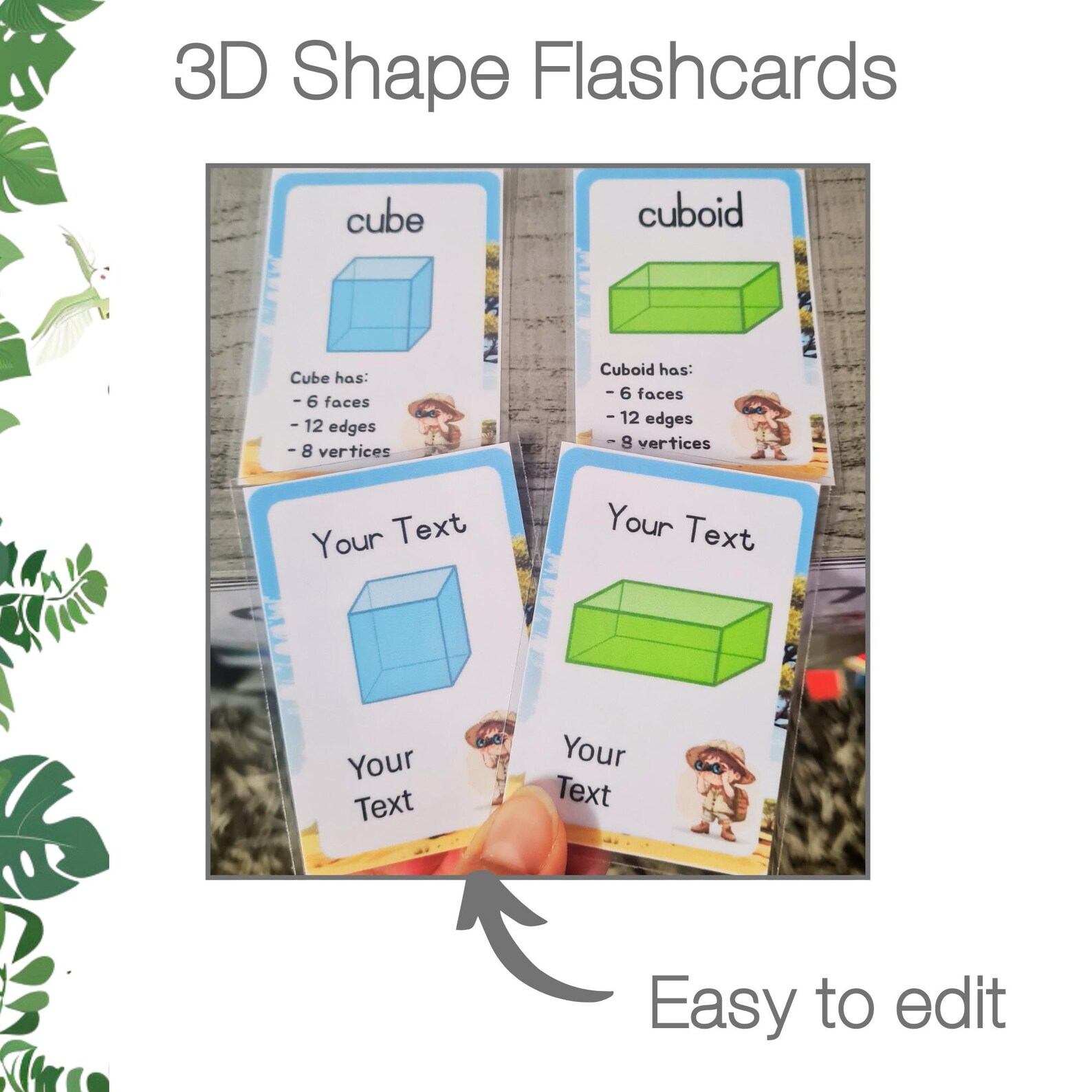 Safari Classroom Theme | 3D Shapes | Math Shape Posters | Printable 3D ...