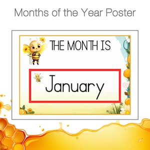 Bee Themed Classroom Days of the Week Poster Printable & Months of the ...