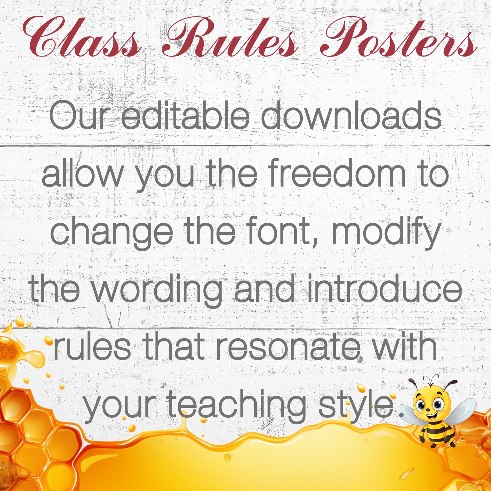 Bee Themed Classroom Rules Posters Printable Class Rules for ...