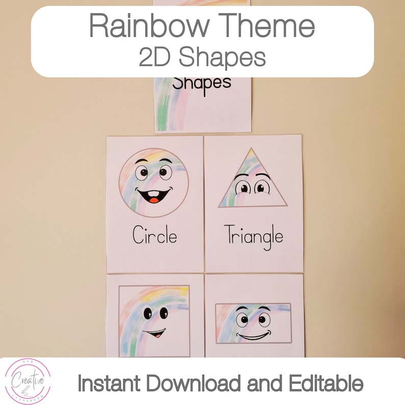 Rainbow Theme Classroom | 2D Shapes | Math Shape Posters | Printable 2D ...