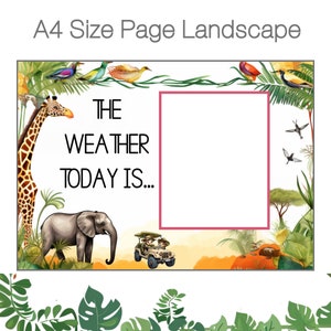 Safari Theme Classroom Kids Weather Chart Printable - All Seasons ...