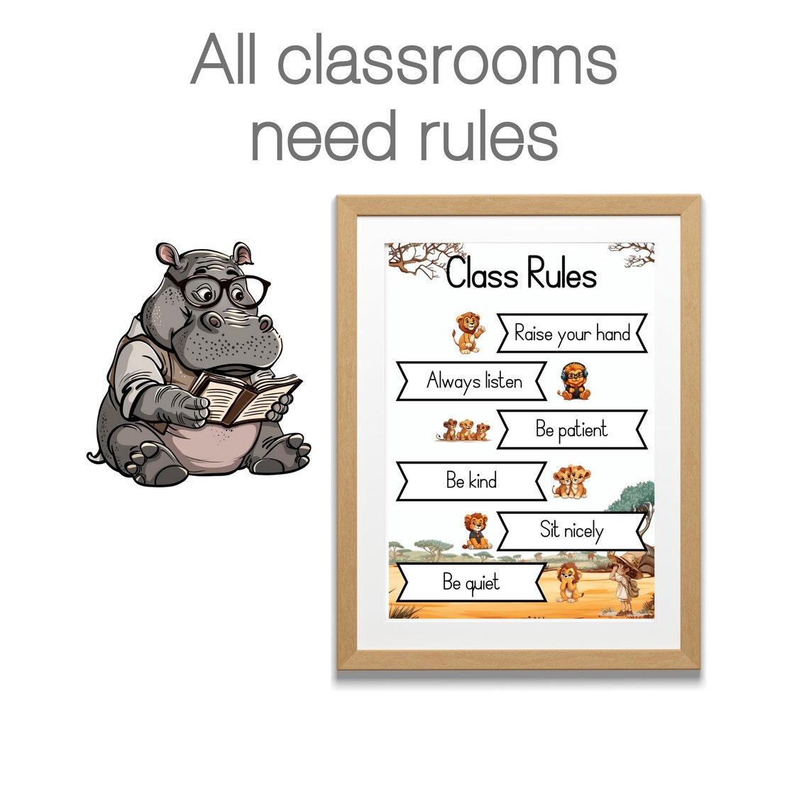 Safari Theme Classroom Rules Posters Printable Class Rules for ...