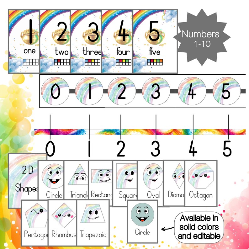 Rainbow Themed Classroom Décor Bundle Printables -includes 13 Amazing ...