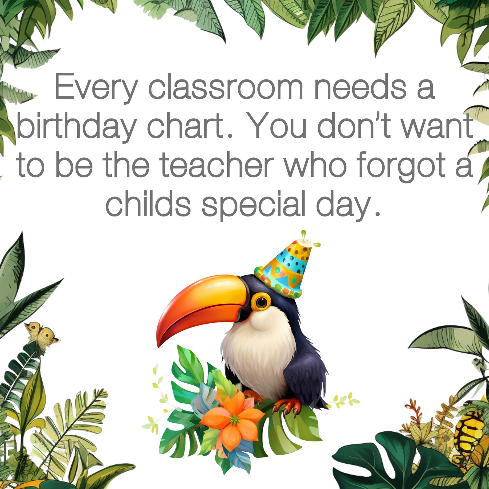 Jungle Theme Classroom Birthday Chart Ideas Printable - Birthday Charts ...