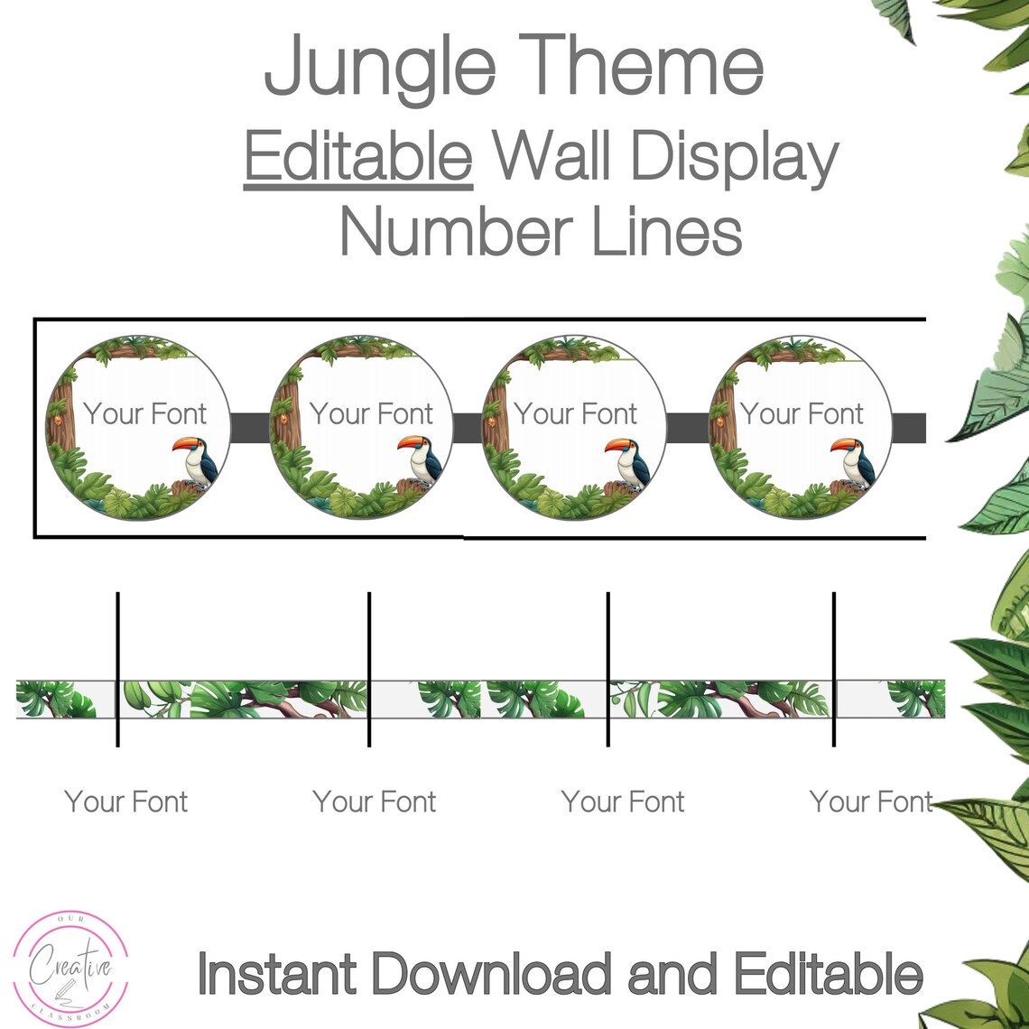 Jungle Classroom Theme | Number Lines | 2 Various Styles of Number ...