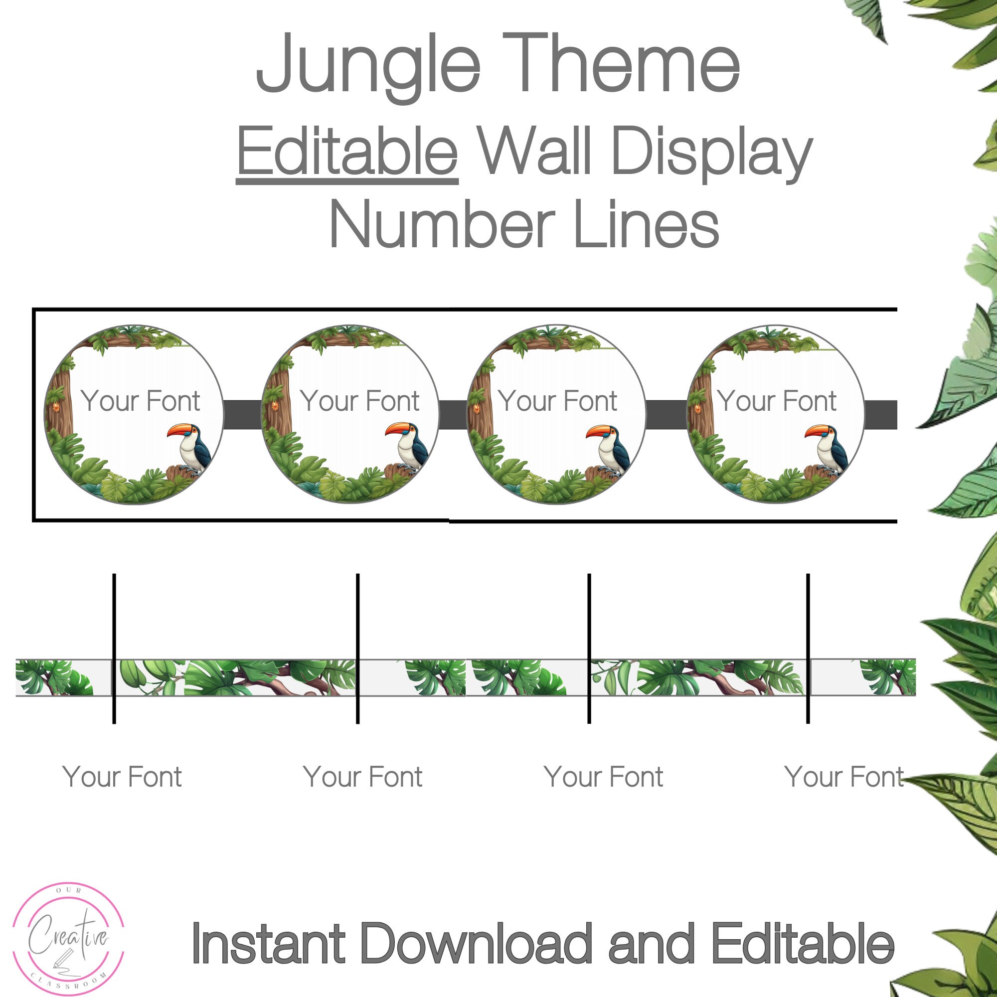 Jungle Classroom Theme | Number Lines | 2 Various Styles of Number ...